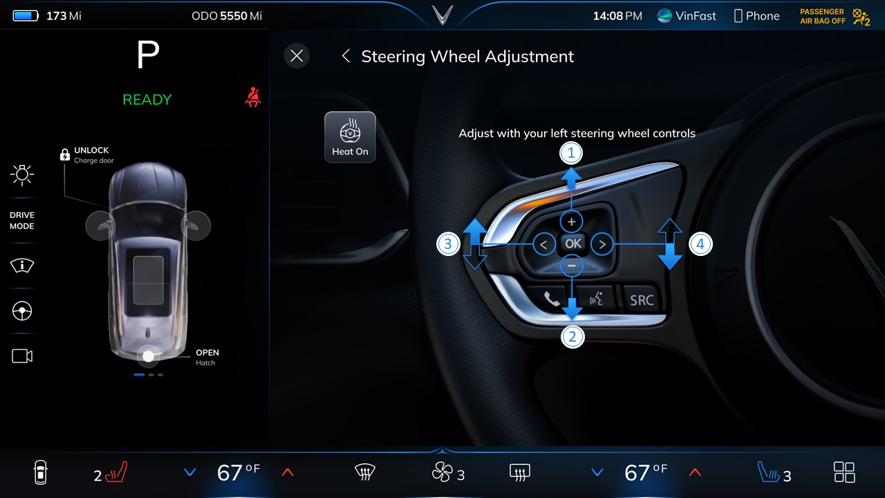 Instructions for using the Heads-up Display (HUD) in the VF 8 electric car. - VinFast Global ...